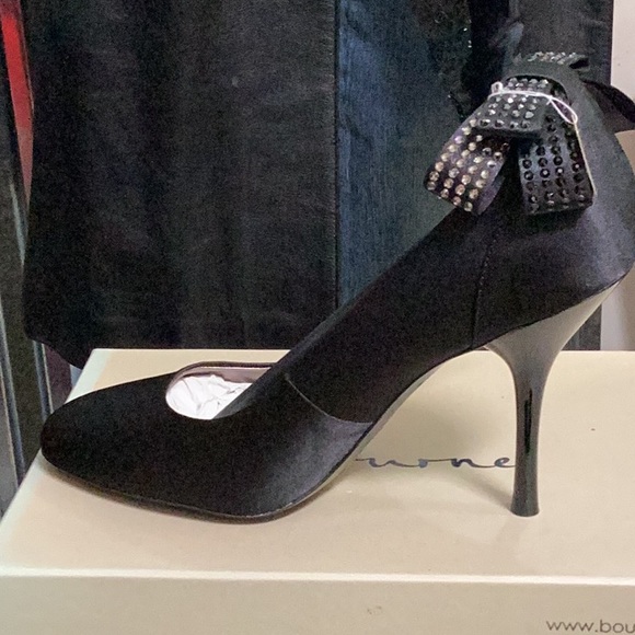 BOURNE | Shoes | Nwt Bourne Stilettos Satin Pump Wih Patent Heel ...